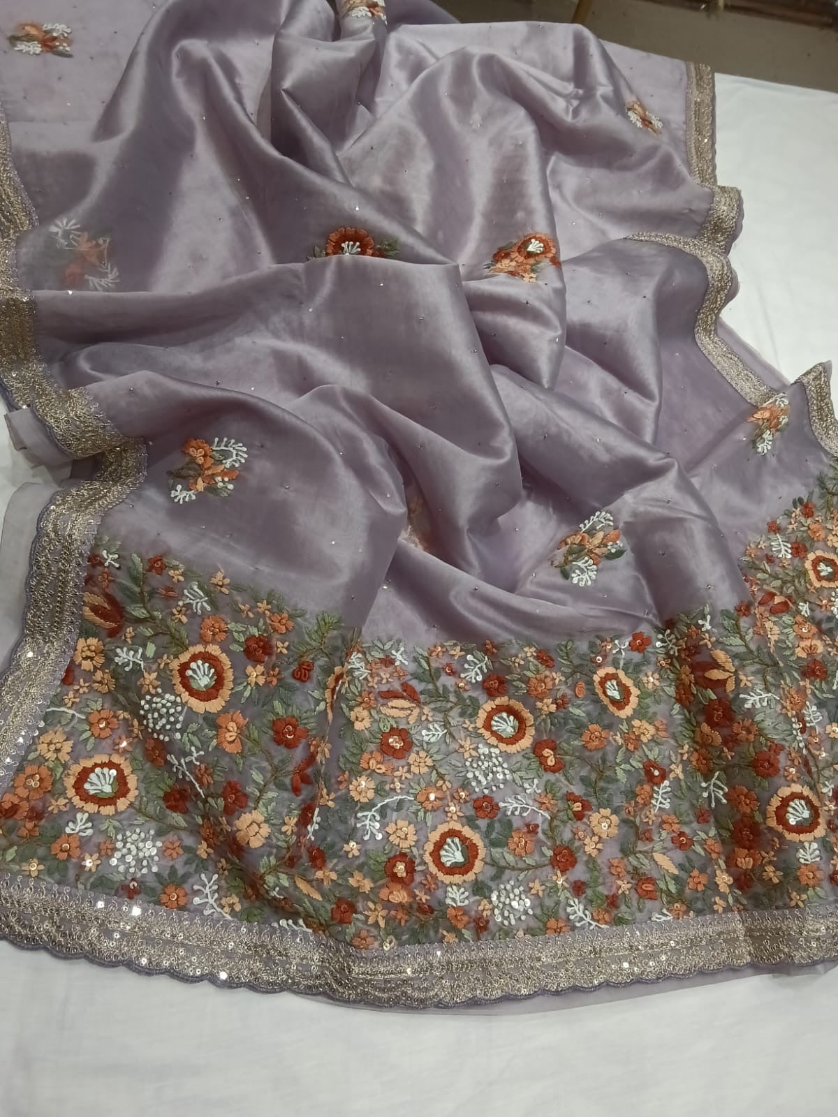 Nubani Organza saree Embroisery saree French knot saree blouse ...
