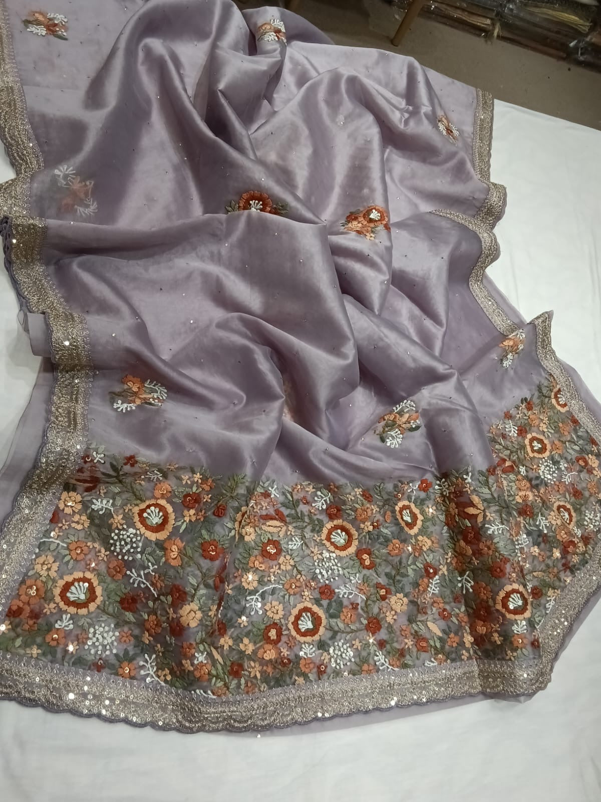 Nubani Organza saree Embroisery saree French knot saree blouse ...